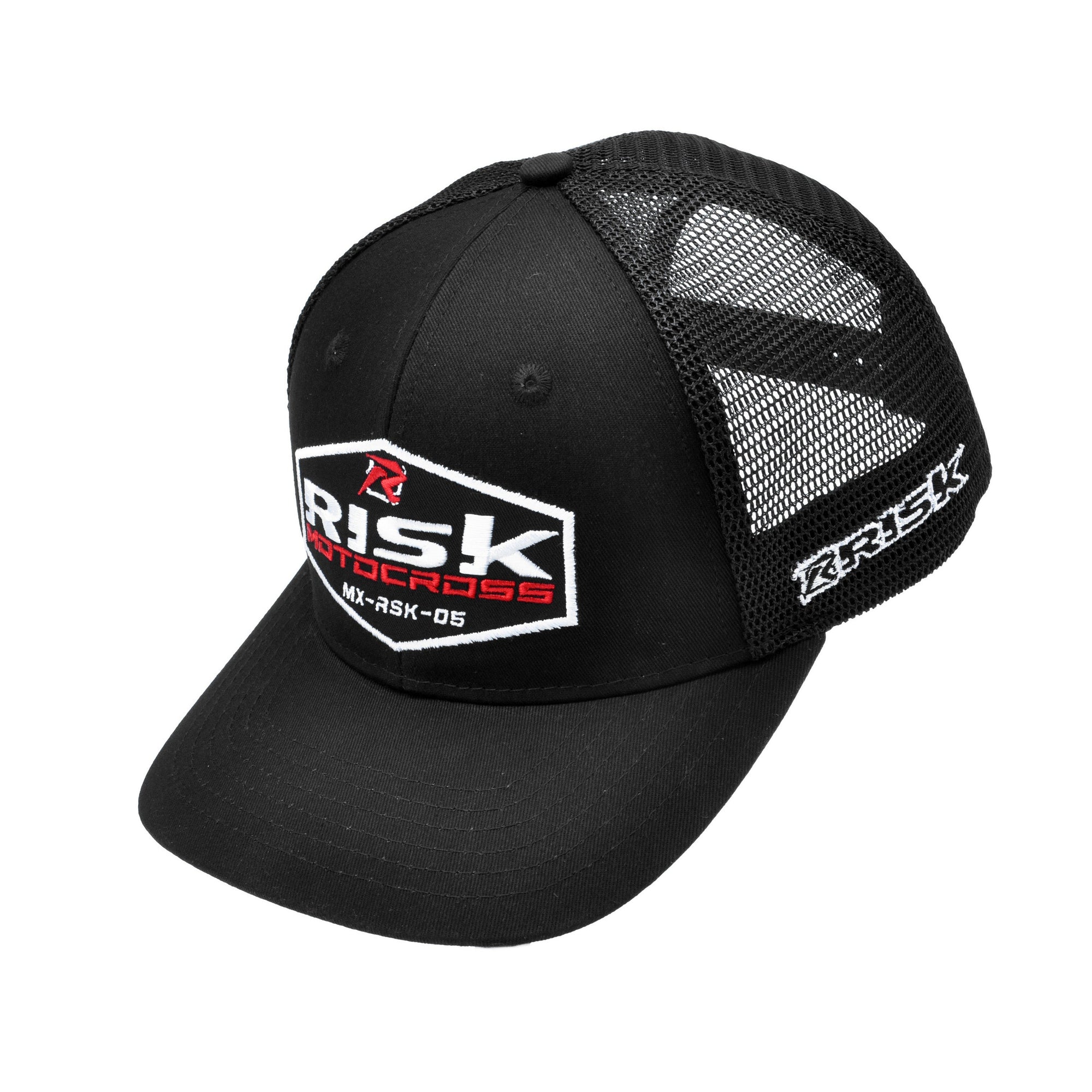 Risk Black on Black Patch Trucker Snapback Hat